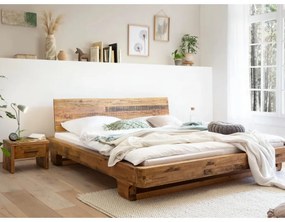 furniture-nabytek.cz - Masivní postel Sendai z recyklované borovice, lakovaná, hnědá – 180×200 cm