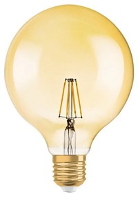 Zlatá LED vintage žárovka E27 6,5 W GLOBE, teplá bílá