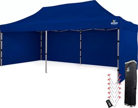 BRIMO Nůžkový párty stan 3x6 m hliníkový – Elegantní a rychle rozložitelný - s 3 stěnami - Modrá P. Alu