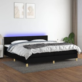 Box spring postel s matrací a LED černá 200x200 cm textil,  3133743