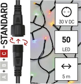 Propojovací vánoční řetěz bez zdroje EMOS Connecting D1AM02 ZY2176 50LED 5m multicolor