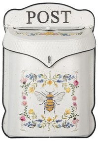 Krémová retro poštovní schránka s včelkou Bee Post - 27*8*39 cm