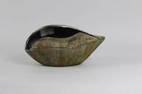Žíhaná keramická váza ve tvaru mušle 29cm
