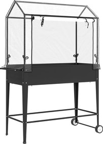 Podlokálně zvýšený záhon Outsunny s PVC krytem, zvýšený květináč na kolečkách, rolovací zipová dvířka a odtokový otvor, mini skleník na zeleninu, květ