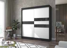 ADRK Furniture Skříň s posuvnými dveřmi a lacobelem BATIA 200 ADRK-SW-BAT-BW-BL-200