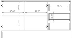 GAB Komoda PAULA K2D3SZ, Černý jasan 150 cm