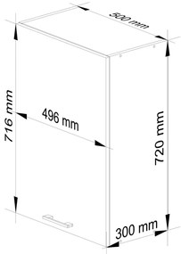 Závěsná kuchyňská skříňka Olivie W 50 cm bílá/metalický lesk