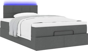 Osmanská postel s matrací &amp; LED tmavě šedá 120x200 cm látka 3312299