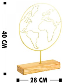 Kovová dekorace World 40 cm zlatá