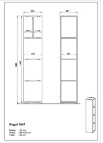 Antracitová koupelnová skříňka 31x144 cm Vasio – Germania