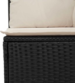 Zahradní sofa s polštářem Černá a krémově bílá polyratan 3394476