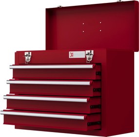 DURHAND Prázdný Nářaďový Box, 51 x 22 x 39,5 cm s 4 Šuplíky, Horní Úložný Prostor, Rukojeť, Nářaďový Box s 2 Zámky, Z Oceli, Červený | Aosom