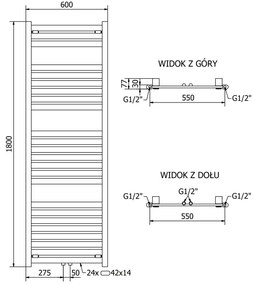 Mexen Uran koupelnový radiátor 1800 x 600 mm, 923 W, Bílá - W105-1800-600-00-20