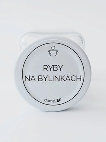 Samolepka na kořenky RYBY NA BYLINKÁCH průhledná 5 cm základní písmo