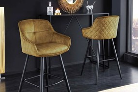 Designová barová židle Natasha tmavě hořčicový samet