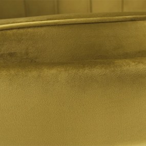 Křeslo ve stylu Art-deco, hořčicová Velvet látka/gold chrom-zlatý, NOBLIN