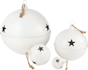 Bílá závěsná kovová ozdoba rolnička Baub Xmas S - Ø 16*26 cm