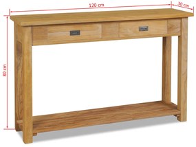 vidaXL Konzolový stolek masivní teak 120 x 30 x 80 cm