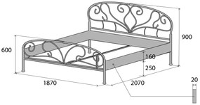 Nábytek ATIKA s.r.o. Kovová postel  KLAUDIE Povrchová úprava: černá, Rozměr: 80 x 200 cm