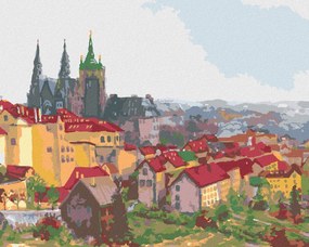 zuty malování podle čísel - pražský hrad, 40x50 cm, bez rámu a bez vypnutí plátna