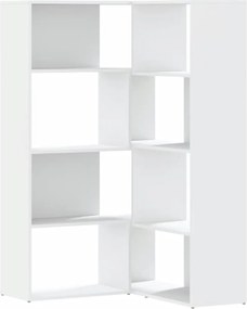 Rohová 4patrová knihovna bílá 85 x 85 x 140 cm kompozitní dřevo 3307810