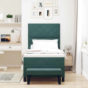 Postel s boxspringem s čelo Tmavě zelená 190 x 90 cm samet 3344549
