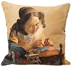 Gobelínový povlak na polštář  - La Dentellière by Vermeer