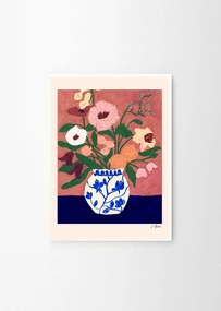 Plakát 30x40 cm Flowers on Blue Table – Carla Llanos – The Poster Club