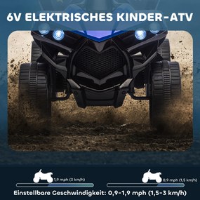 AIYAPLAY Dětská čtyřkolka elektrická 6V, dětská čtyřkolka s funkcí vpřed-zpět, hudbou, LED světlomety, modrá