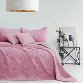 Růžový/světle šedý prošívaný přehoz z mikrovlákna 220x240 cm Softa – Restilo