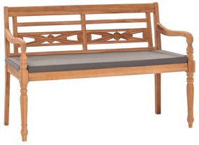 vidaXL Lavice Batavia s tmavě šedou poduškou 120 cm masivní teak