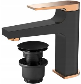 Invena Midnight, umyvadlová baterie, černá-růžové zlato, BU-35-014-V