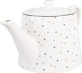 Bílá porcelánová konvička se srdíčky Lovely Day - 23*14*14 cm / 1000 ml
