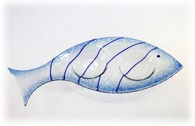 BDK-GLASS Skleněný svícínek rybička - FISH - modrá Rozměr: 23x9cm