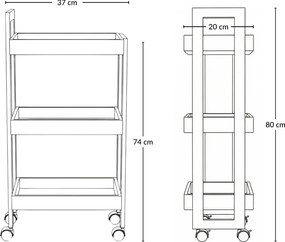 Úzký regál na kolečkách ASEM, 80 cm