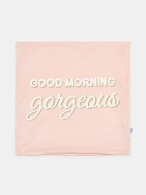 Sinsay - Decorative pillowcase with sequin inscription Good Morning gorgeous - růžová