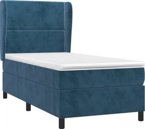 vidaXL Box spring postel s matrací 80 x 200 cm samet [3129119] Barva: Tmavě moddrá
