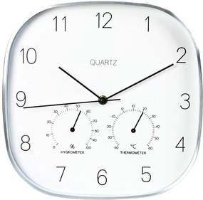 SEGNALE Nástěnné hodiny s teploměrem a vlhkoměrem 28,5 cm stříbrný rám KO-837362250