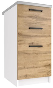 Kuchyňská skříňka Belini spodní se zásuvkami 40 cm dub wotan s pracovní deskou  TOR SDSZ40/0/WT/DW/0/B1