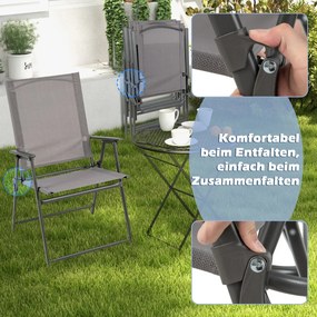 Costway 2dílná sada jídelních židlí na terasu s vysokým opěradlem, šedá