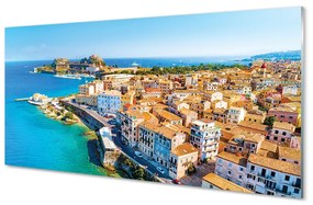 akrylový obraz Řecko Mořské pobřeží město 120x60 cm