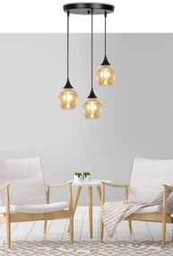 Černo-hnědý závěsný lustr Aspa pro žárovku 3x E27 s kulatou základnou  - Candellux