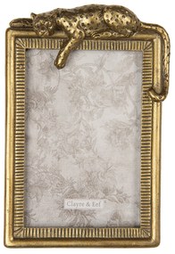 Zlatý fotorámeček s dekorací leoparda - 13*3*19 cm / 10*15 cm