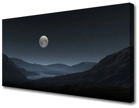 Obraz na plátně Noc Měsíc Krajina 140x70 cm
