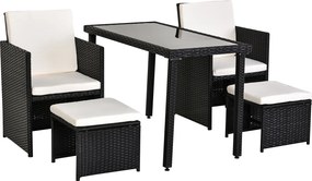 Outsunny polyratanový jídelní set 11 ks s polštáři černý, odolný proti povětrnostním vlivům a elegantní pro zahradu a terasu