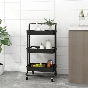 Kuchyňský vozík se 3 patry černý 42x35x85 cm železo a ABS 336335