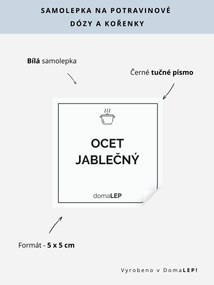 Samolepka na láhev OCET JABLEČNÝ – bílá, 5 x 5 cm, základní písmo