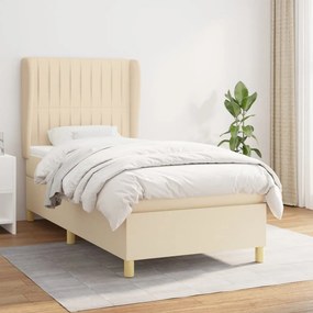 Box spring postel s matrací krémová 90x190 cm textil 3128650