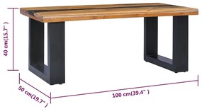 vidaXL Konferenční stolek 100 x 50 x 40 cm masivní teak a polyresin