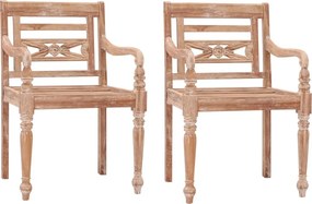 vidaXL Židle Batavia 2 ks s běleným povrchem masivní teakové dřevo [43056] Barva: světle hnědá